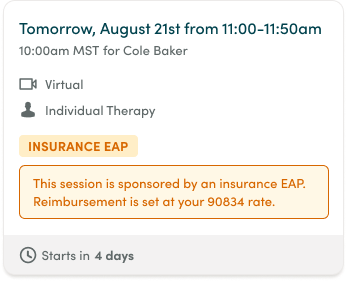 Insurance EAP – Tava Therapist Help Center